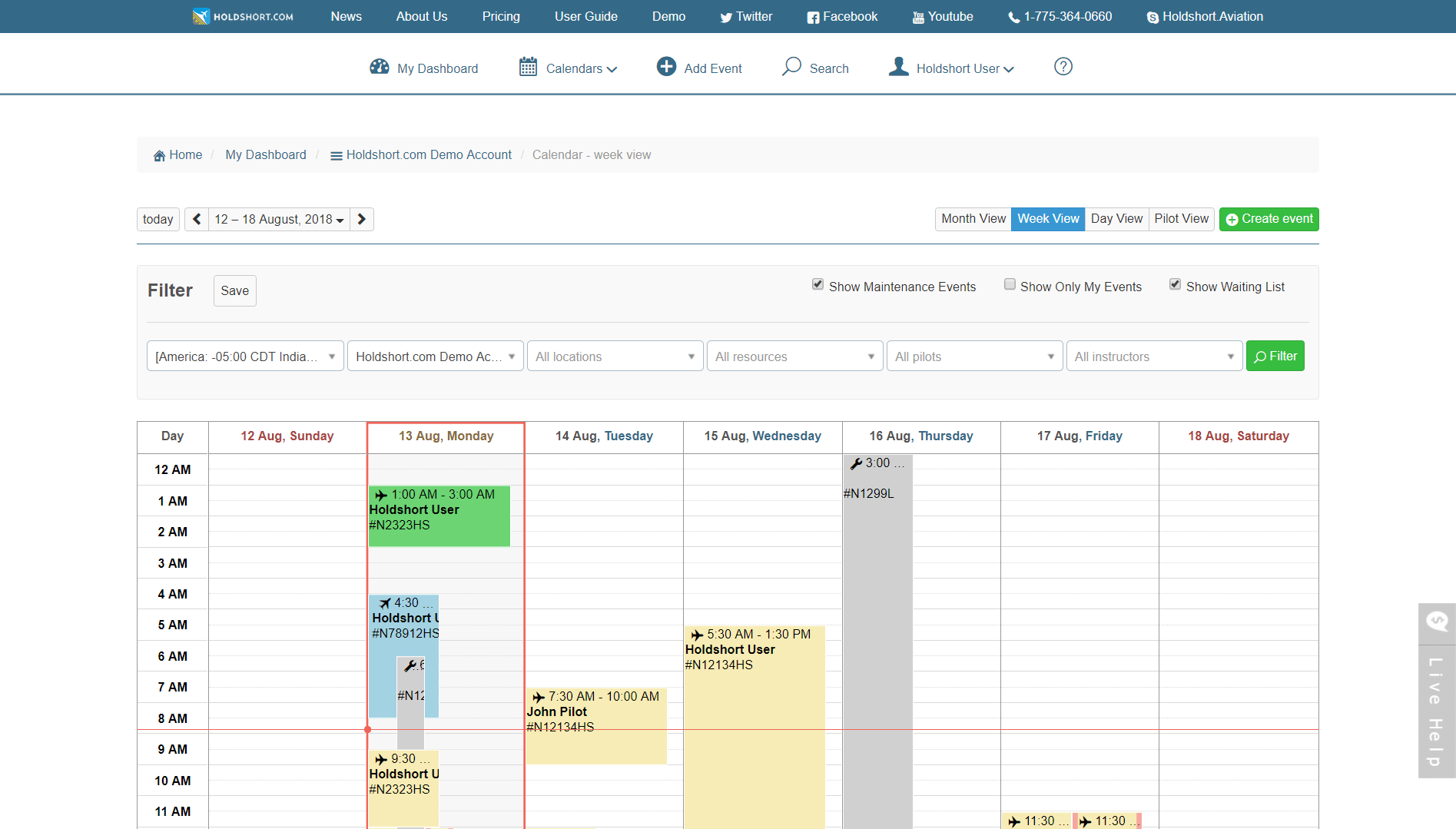 Aircraft Scheduling | Flight Schedule App — Holdshort Aviation Systems, LLC